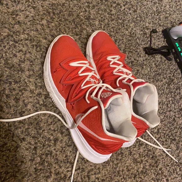 Nike | Shoes | Nike Kyrie 5 Red And White Custom | Poshmark